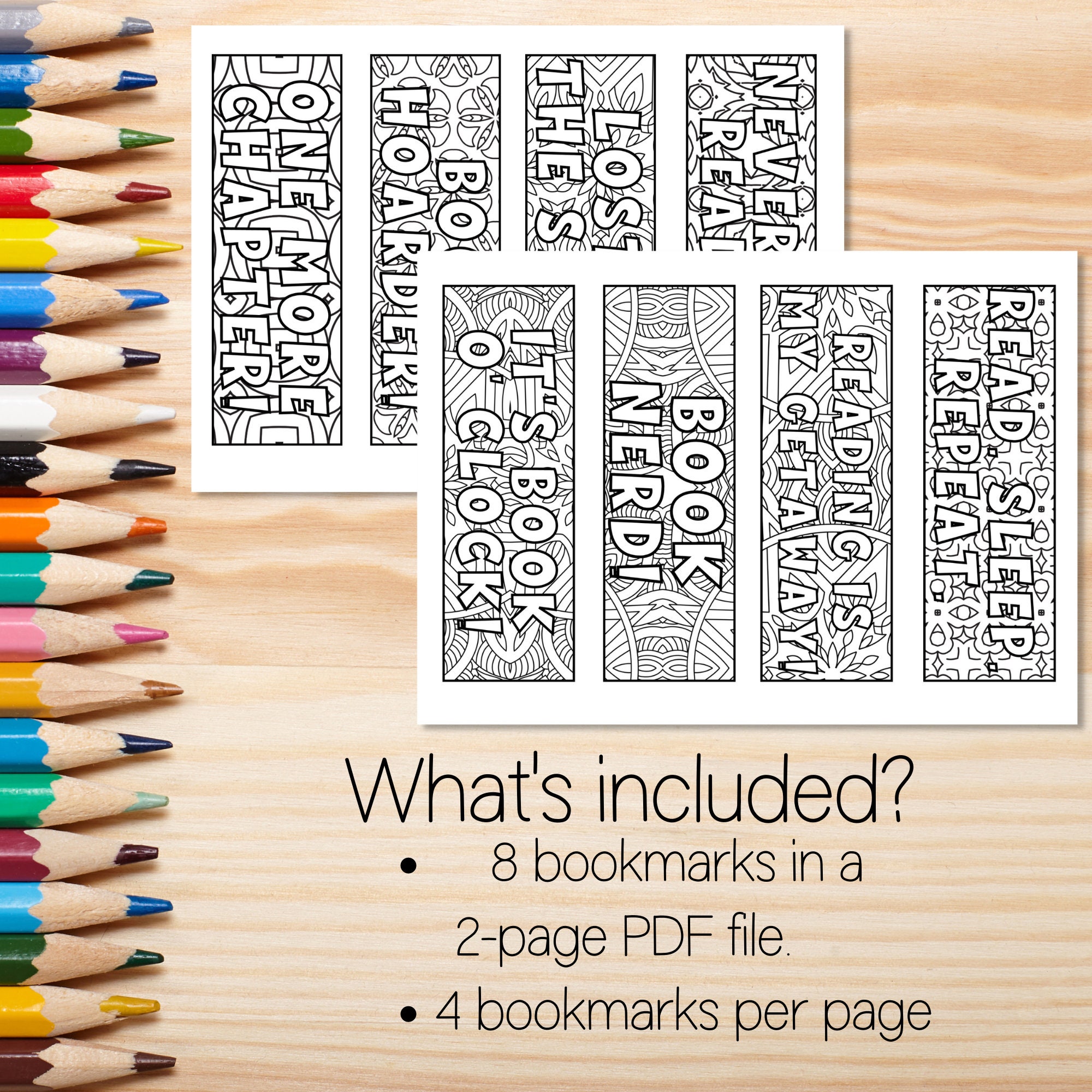 Zentangle Bookmark, Bookmarks to Color, Book Club Gift Ideas, Reading ...