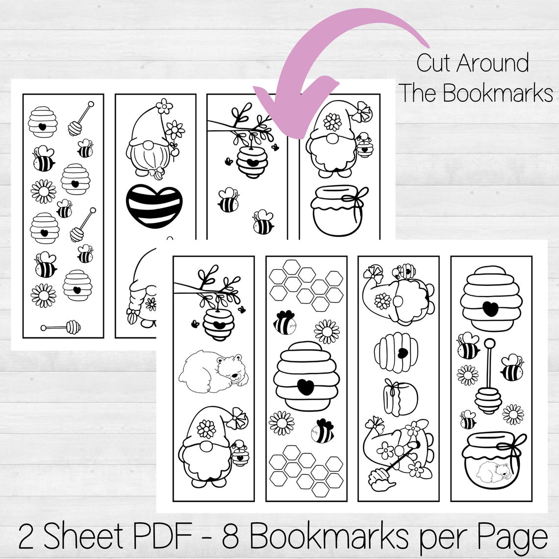 Bee Lover Gift Bookmarks to Color Gifts for Gnome Lover - Etsy