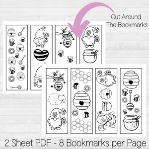 Bee Bookmarks to Color, Bee Lover Gift, Gnome Lover Gift, Honey Party ...