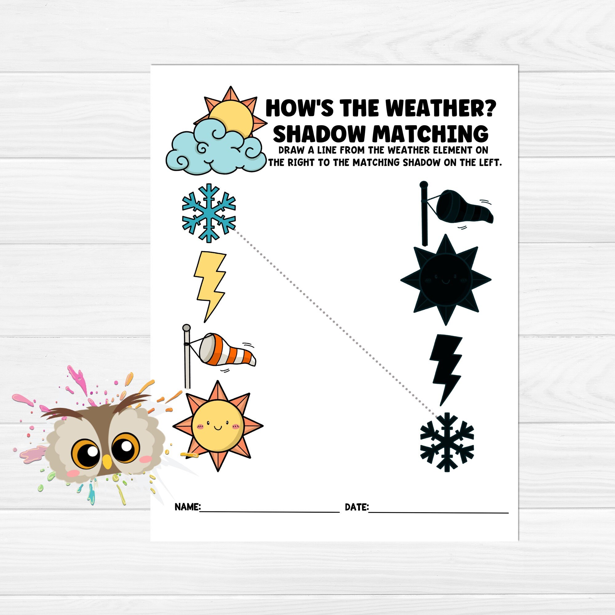 Shadow Matching Game, Printable Homeschool Worksheet, Weather ...