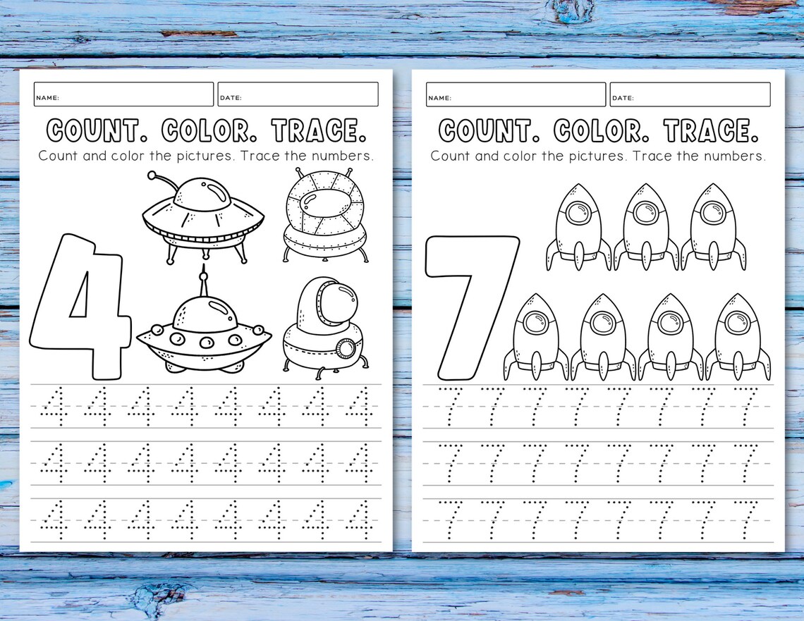 Space Activity Printable, Counting Activities, Kindergarten Tracing ...