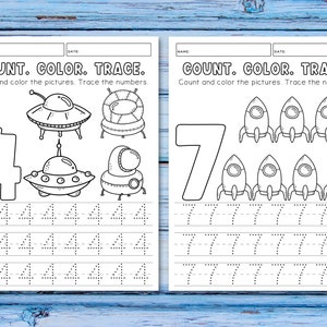 Space Activity Printable, Counting Activities, Kindergarten Tracing ...