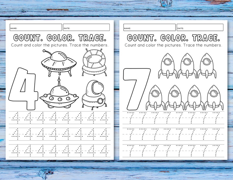 Space Activity Printable, Counting Activities, Kindergarten Tracing ...