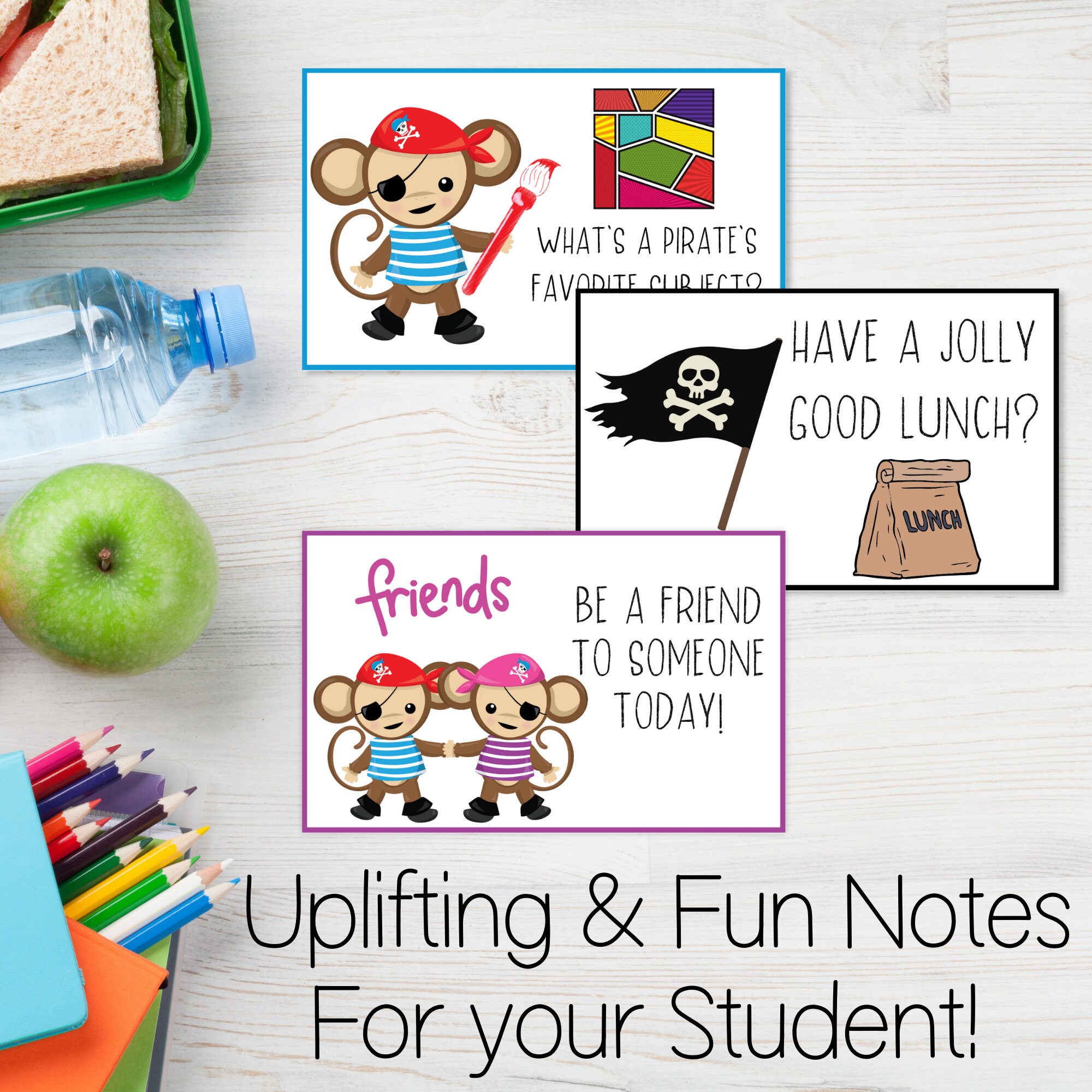 Back to School Lunch Box Notes, Lunch Notes, Pirate Cards, Lunchbox ...