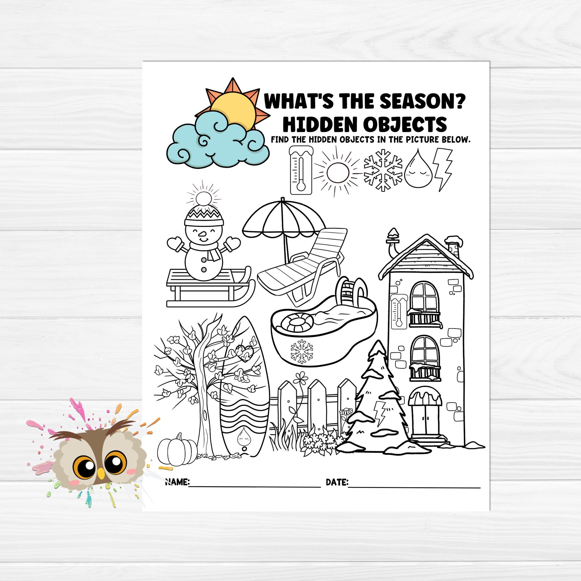Hidden Object Game, Four Seasons Worksheets, Science Coloring Page ...
