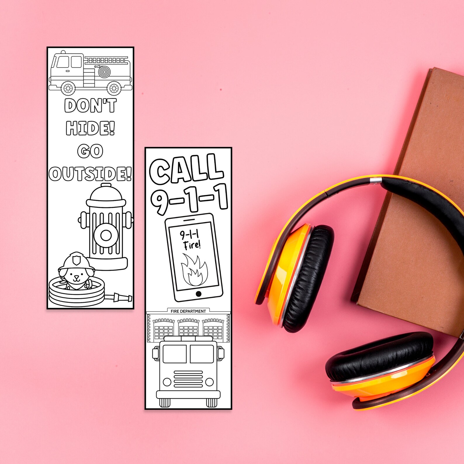 Fire Safety Printable, Fireman Party Favors, Bookmarks to Color ...