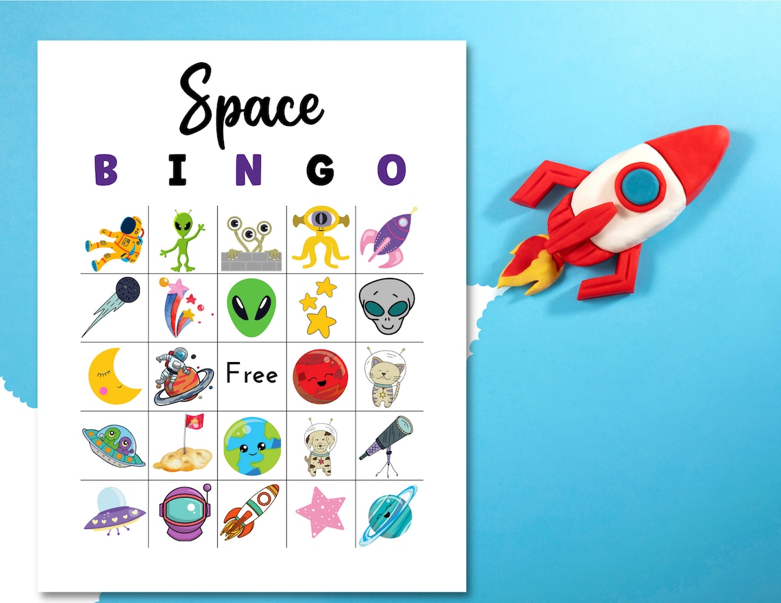 Space Bingo Cards Printable, Birthday Bingo for Kids, Space Birthday ...
