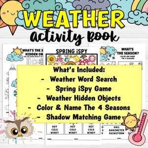 Weather Coloring Page, Learning Activity Book, Spring Worksheets ...
