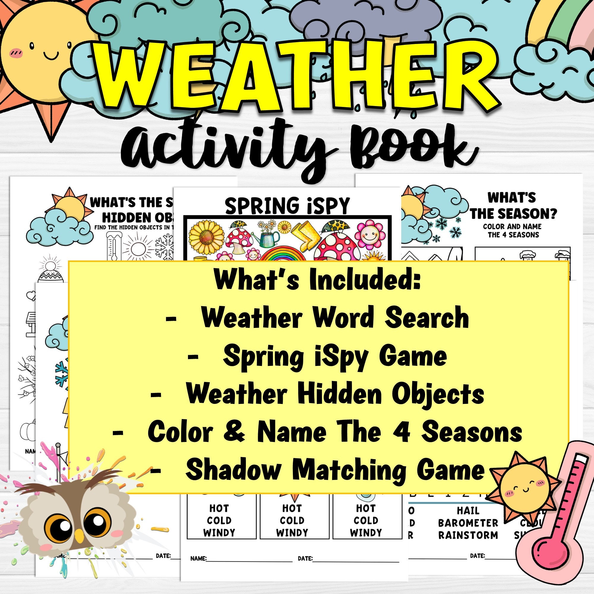 Weather Coloring Page, Learning Activity Book, Spring Worksheets ...