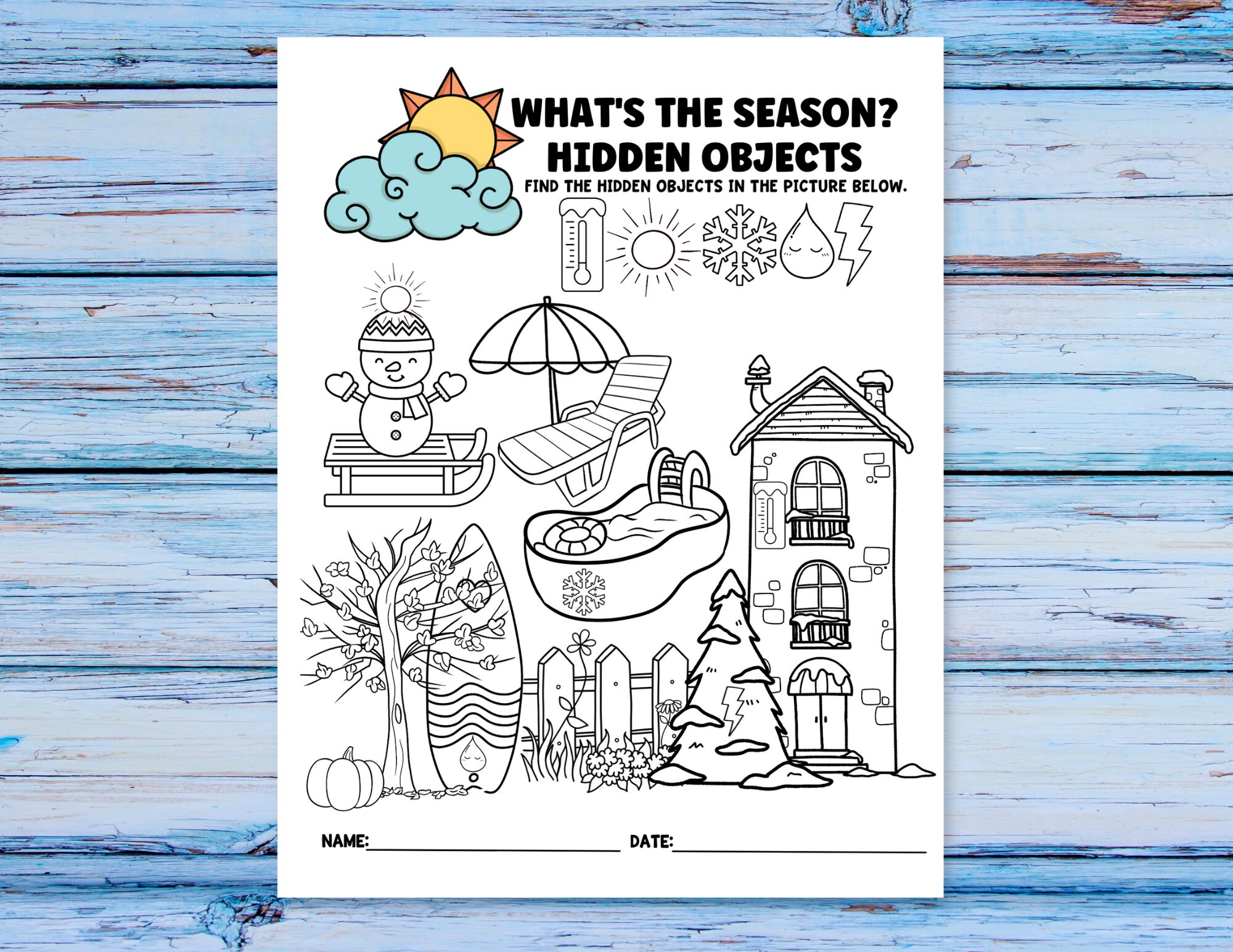 Hidden Object Game, Four Seasons Worksheets, Science Coloring Page ...