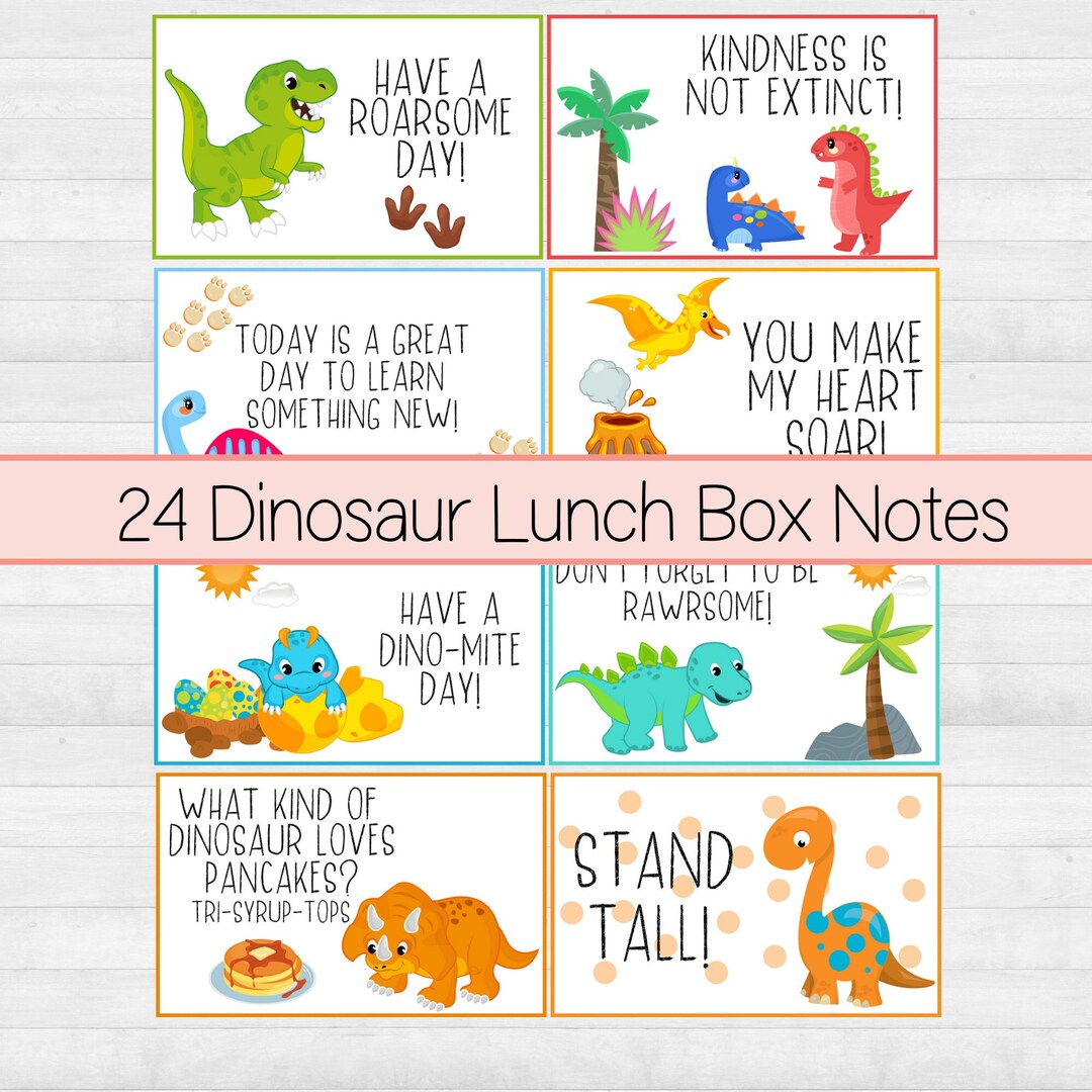 Dinosaur Lunch Box Notes, Lunchbox Notes Printable, Affirmation Cards ...