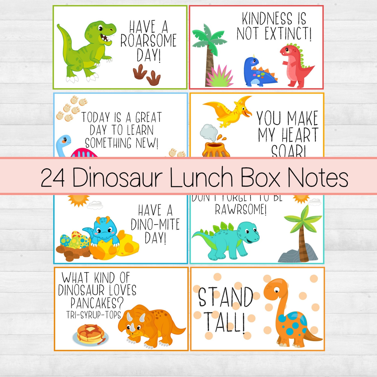 Dinosaur Lunch Box Notes, Lunchbox Notes Printable, Affirmation Cards ...