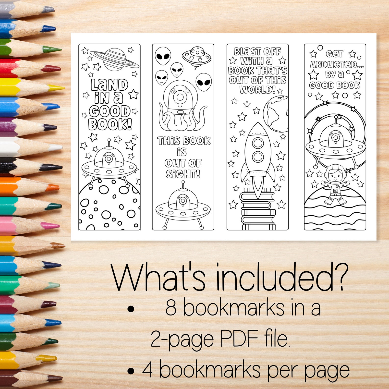 Space Bookmark, Printable Bookmarks for Kids, Space Party Favors ...