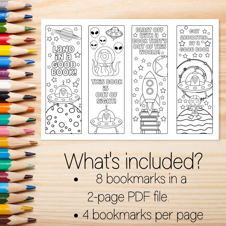 Space Bookmark, Printable Bookmarks for Kids, Space Party Favors ...