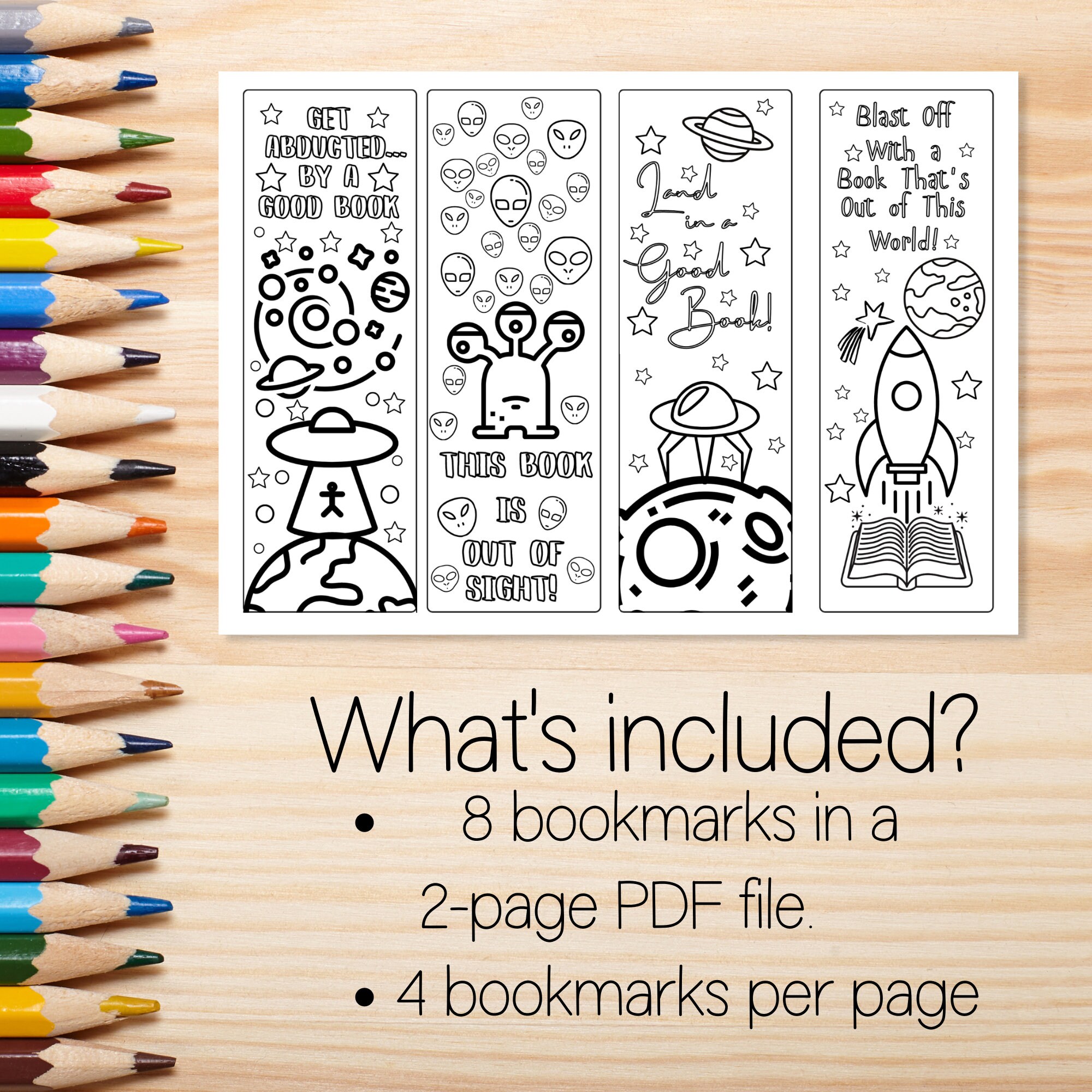 Coloring Bookmarks for Kids, Astronaut Party Favors, Space Gifts for ...