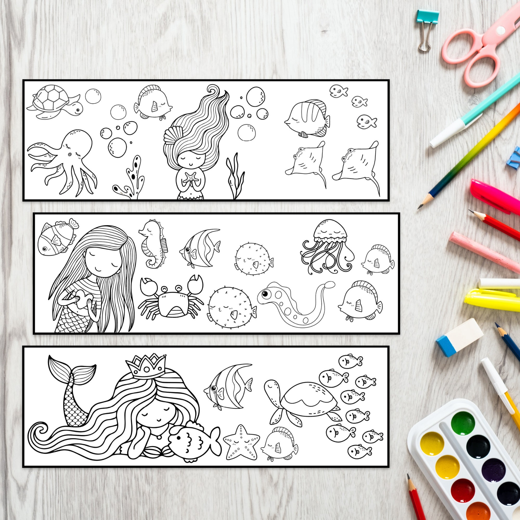 Color Your Own Bookmarks, Mermaid Party Favors, Reading Rewards ...