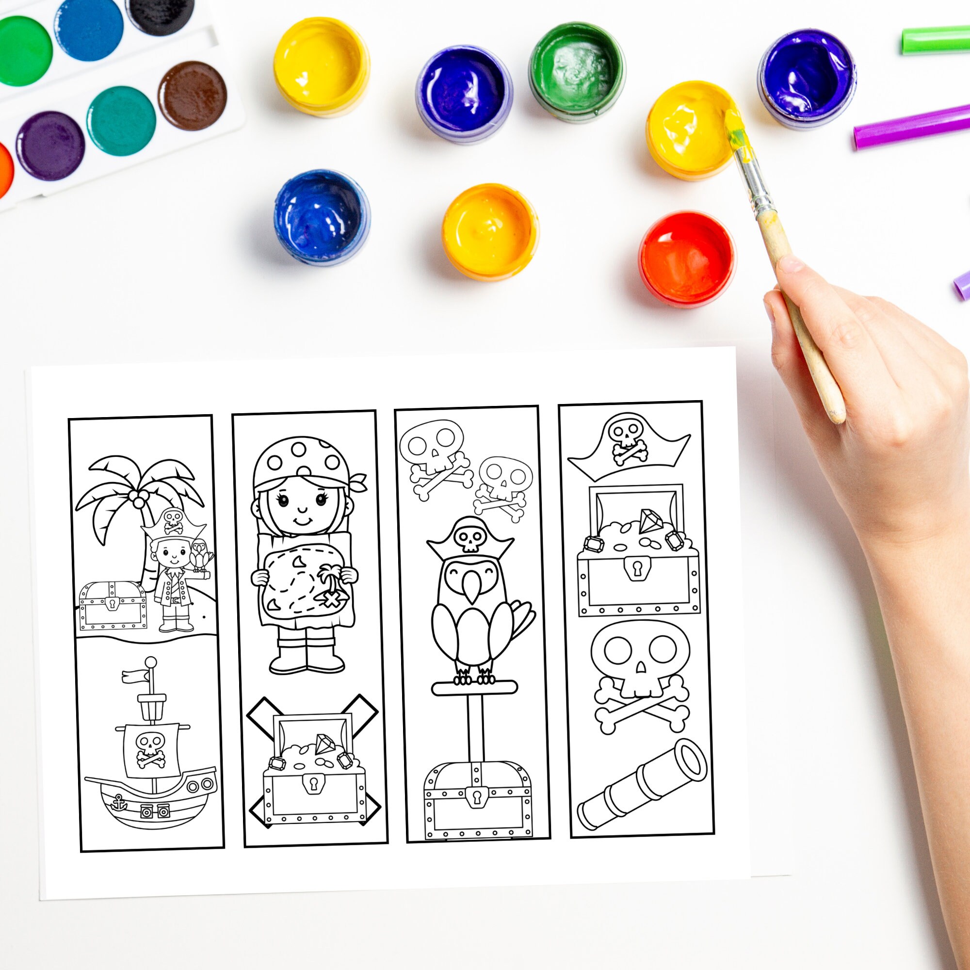 Bookmarks to Color, Pirate Party Favors, Printable Gifts, Reading ...
