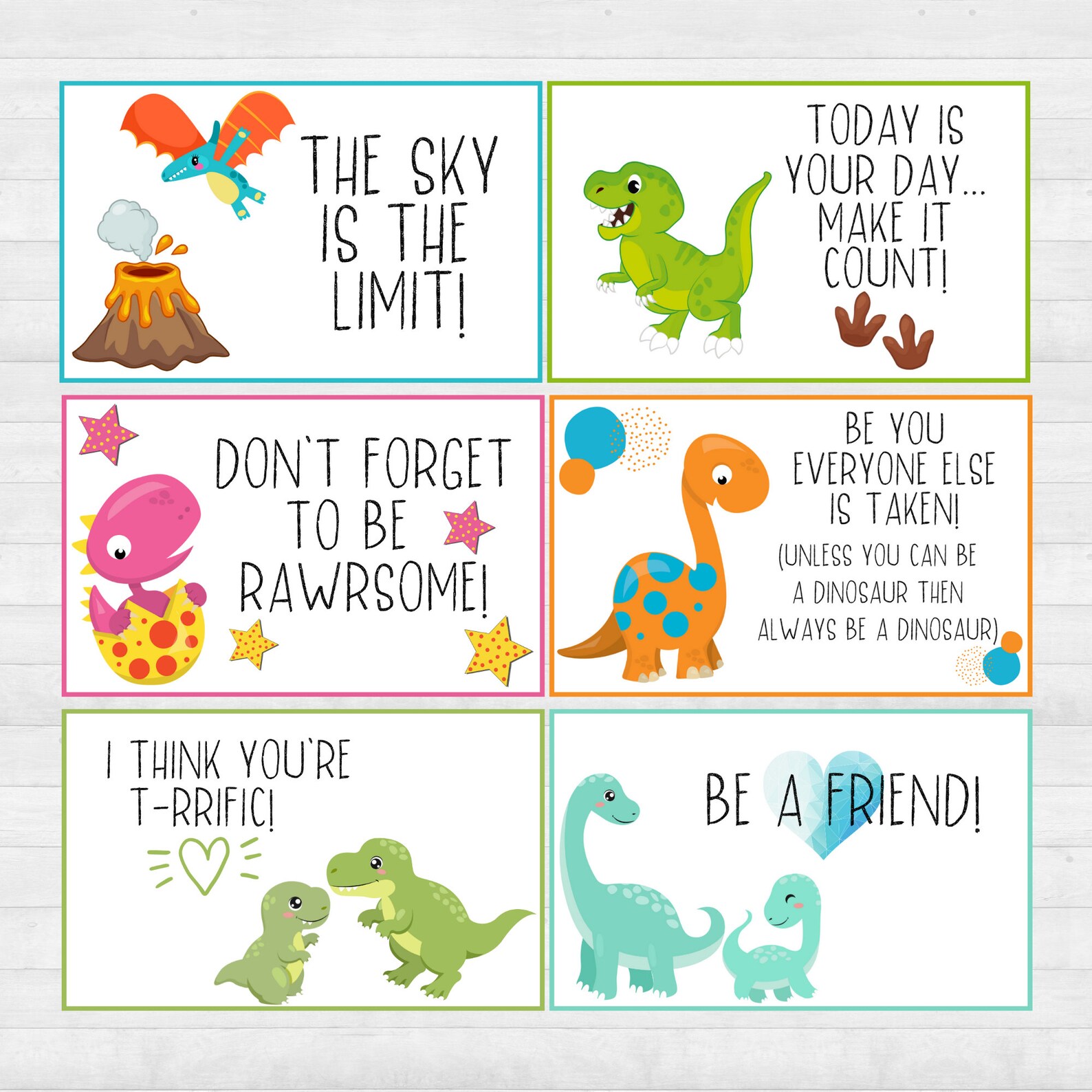 Dinosaur Lunch Box Notes, Lunchbox Notes Printable, Affirmation Cards ...