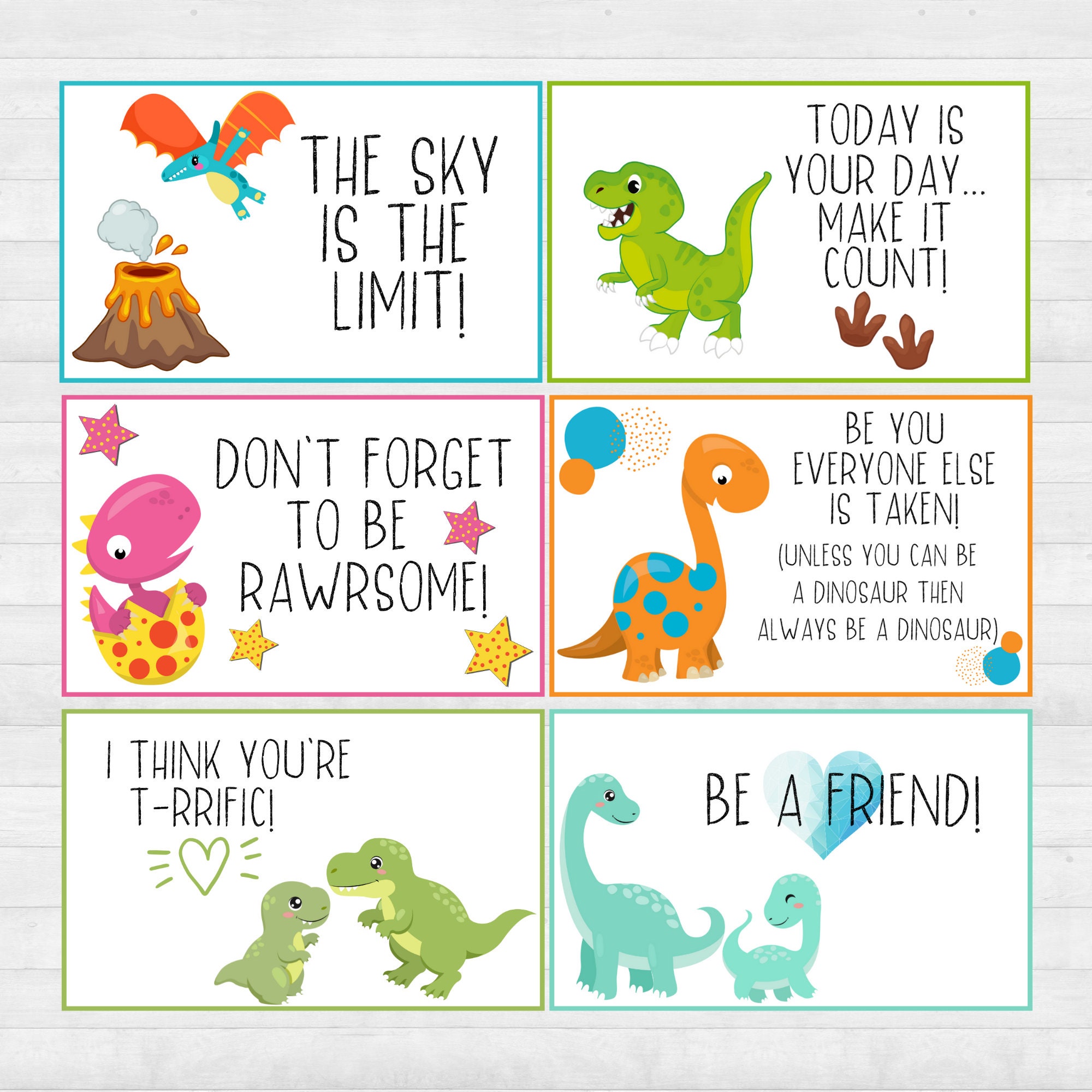 Dinosaur Lunch Box Notes, Lunchbox Notes Printable, Affirmation Cards ...