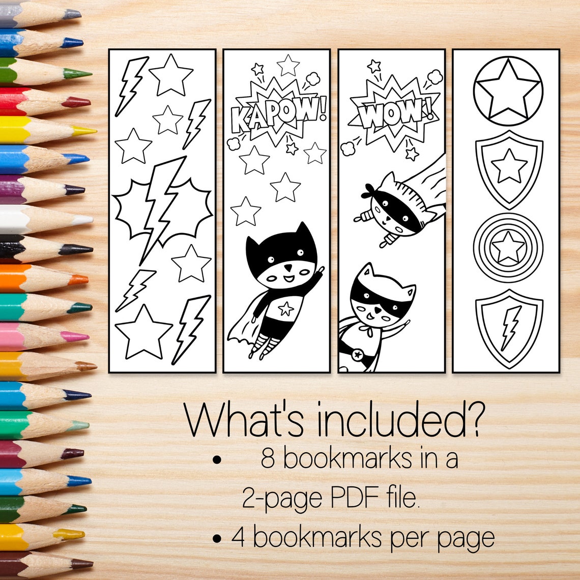 Bookmarks to Color, Superhero Party Favors, Cat Lover Gifts, Reading ...