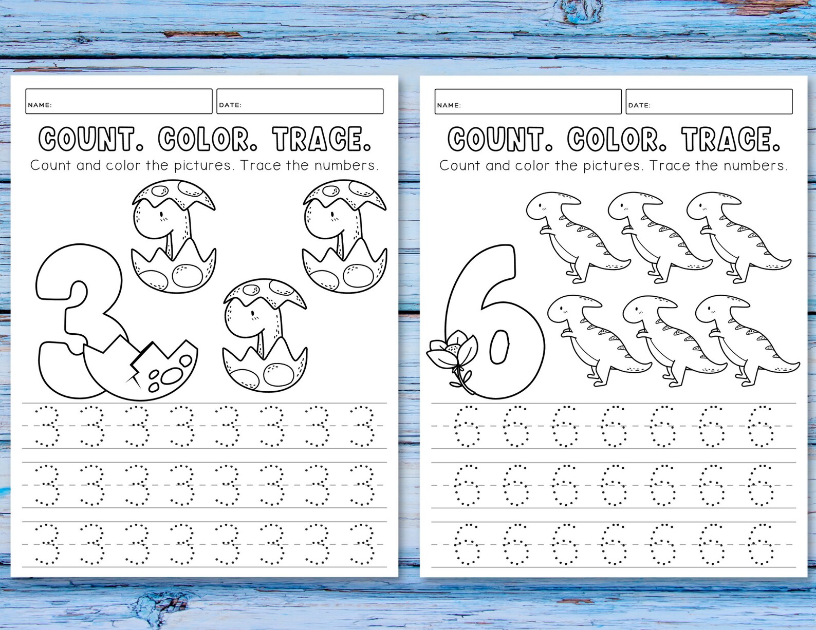 Preschool Math Worksheets, Number Tracing Printable, Dinosaur Coloring ...