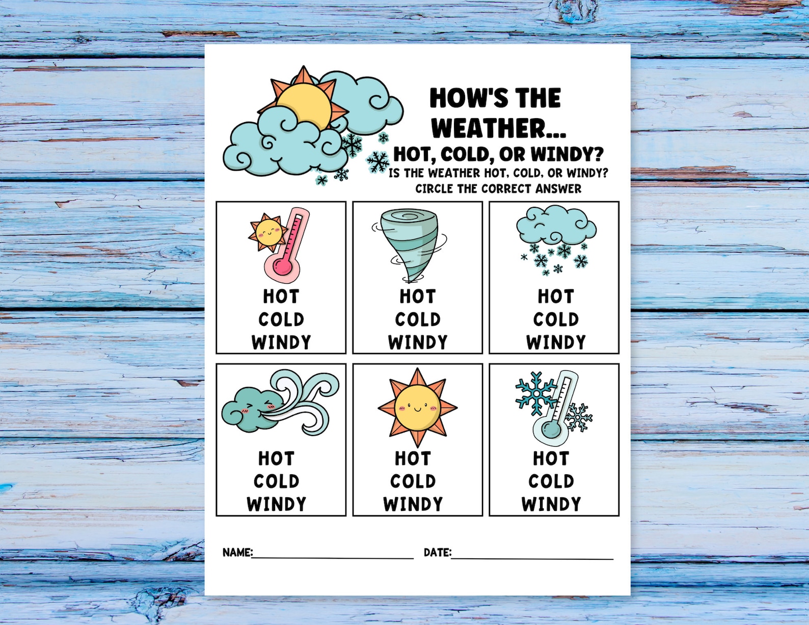 Printable Homeschool Worksheet, Weather Activities, Learning Materials ...