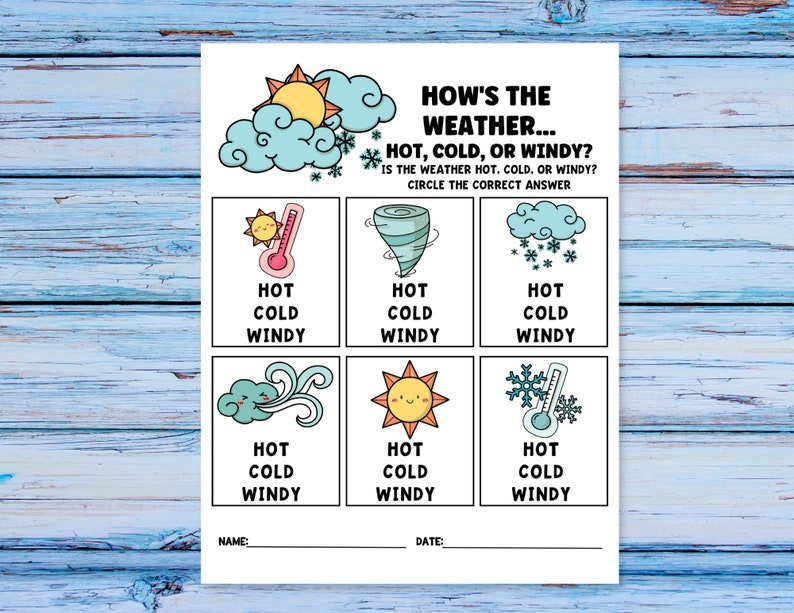 Printable Homeschool Worksheet, Weather Activities, Learning Materials ...