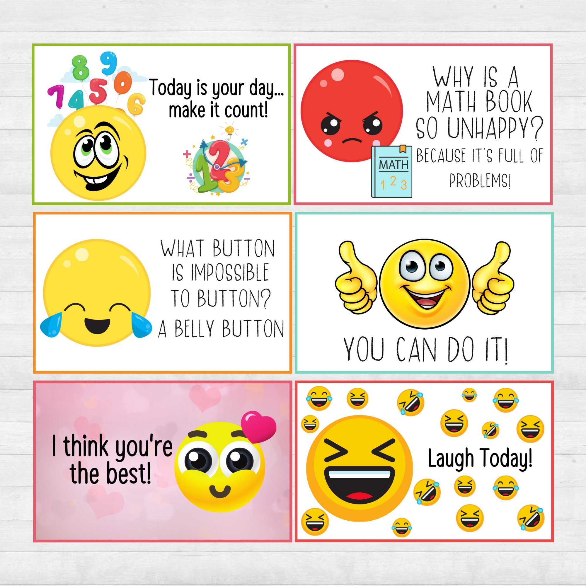 Emoji Gifts, Printable Lunchbox Notes, Lunch Box Cards for Kids ...