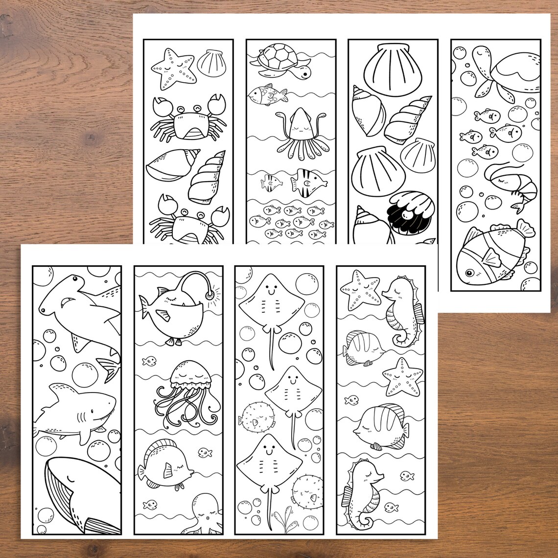 Ocean Bookmarks, Sea Coloring Bookmarks, Cheap Party Favors, Gifts ...