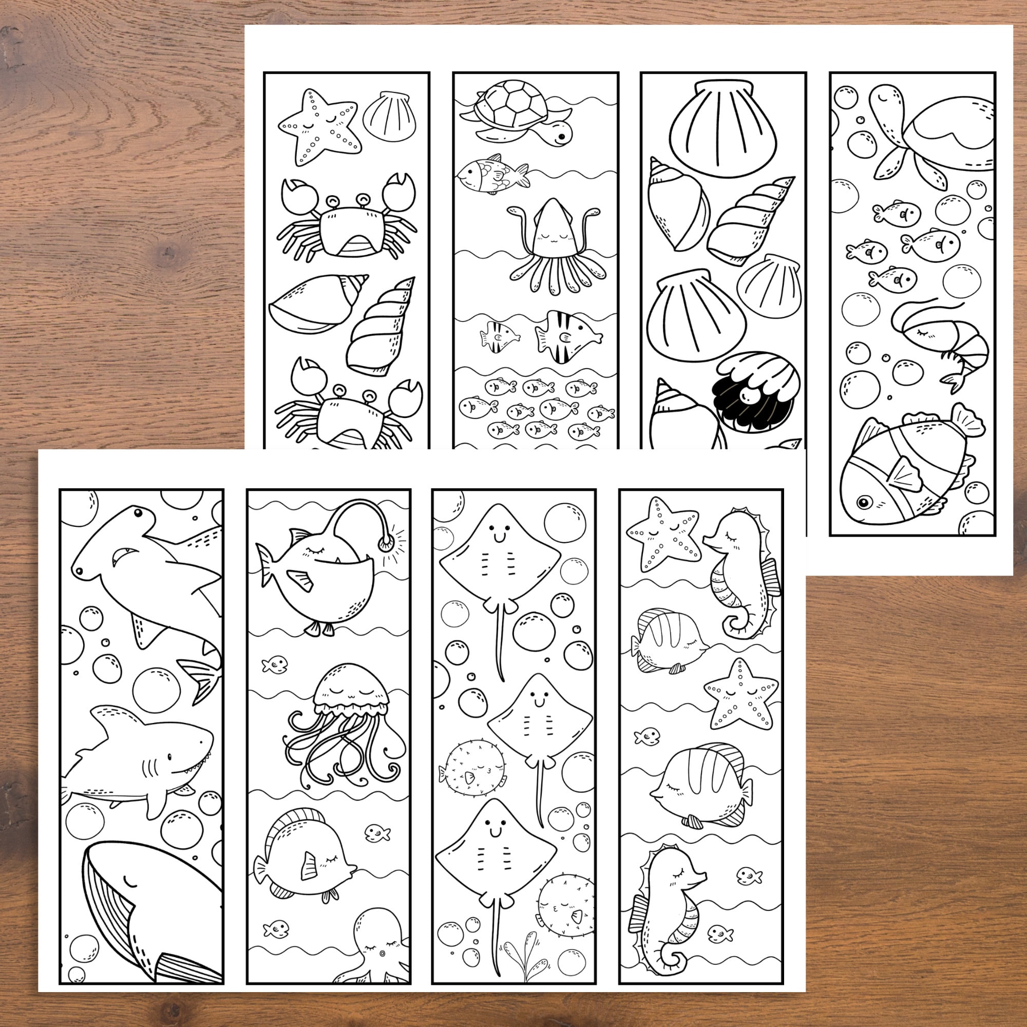 Ocean Bookmarks, Sea Coloring Bookmarks, Cheap Party Favors, Gifts ...