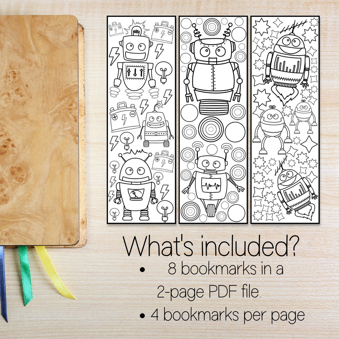 Robot Party Favor, Printable Bookmarks to Color, Reading Rewards for ...