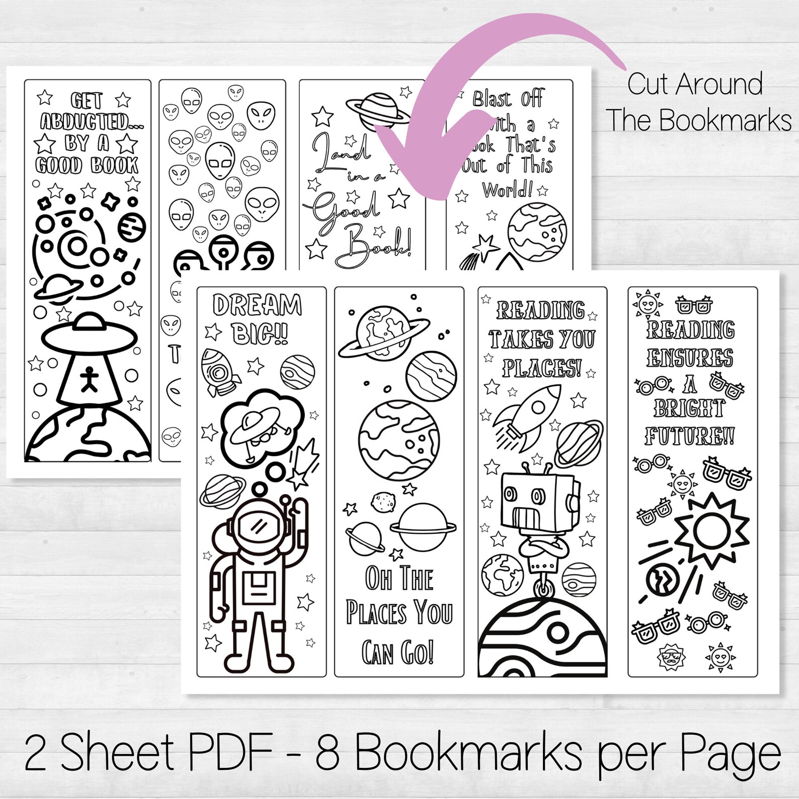 Coloring Bookmarks for Kids, Astronaut Party Favors, Space Gifts for ...