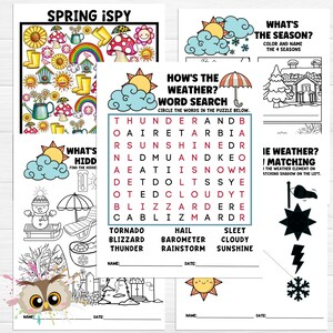 Weather Coloring Page, Learning Activity Book, Spring Worksheets ...
