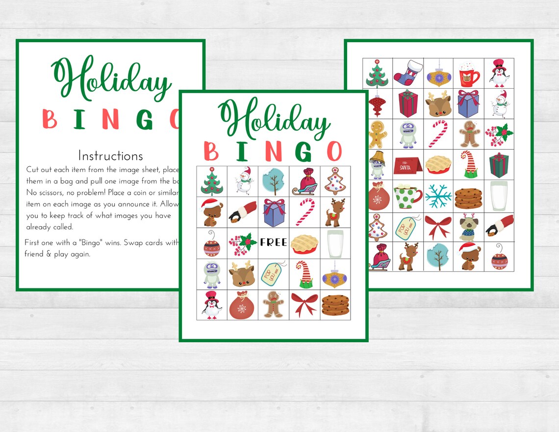 Holiday Bingo Cards Printable, Classroom Games, Printable Holiday Games ...