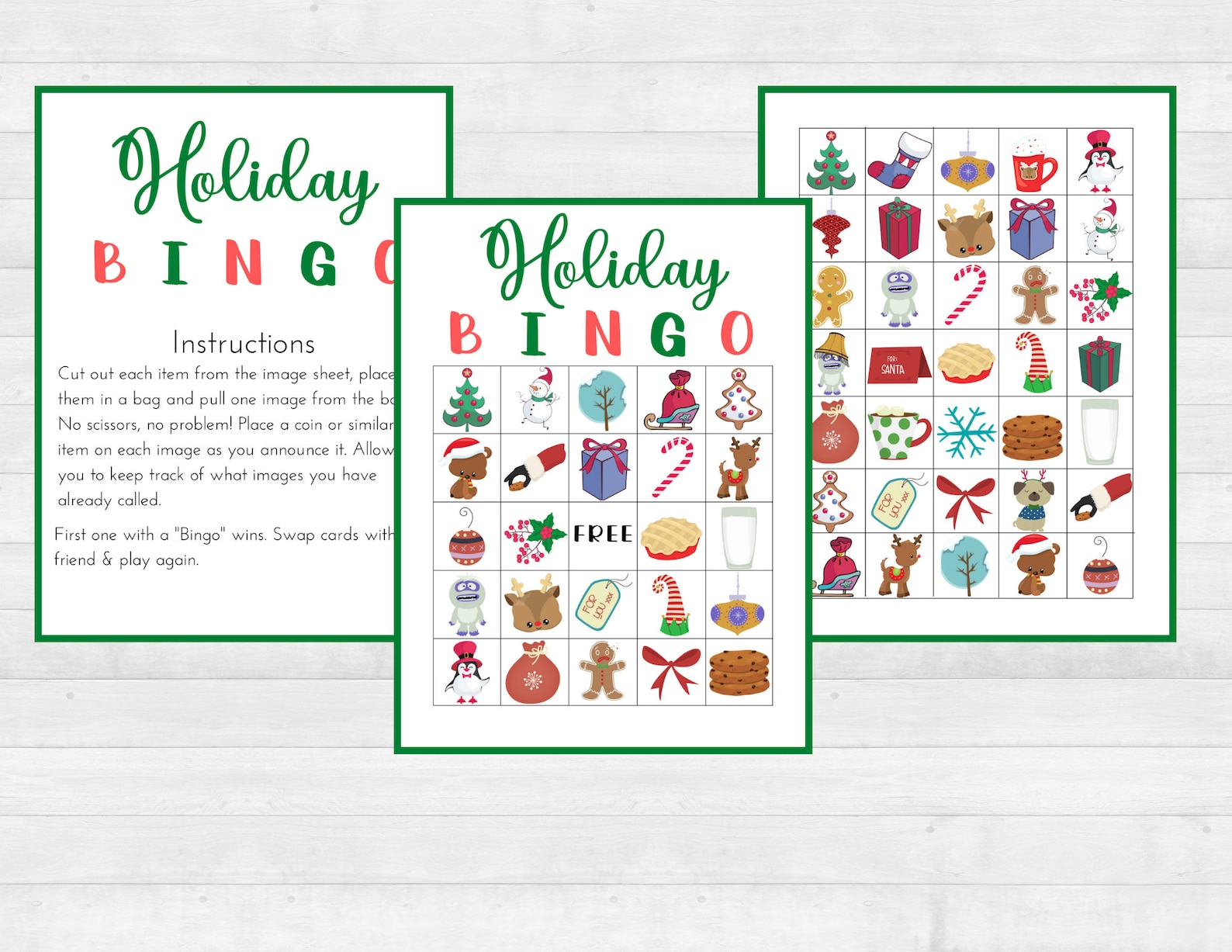 Holiday Bingo Cards Printable, Classroom Games, Printable Holiday Games ...