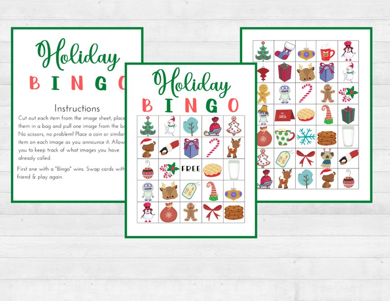 Holiday Bingo Cards Printable, Classroom Games, Printable Holiday Games ...