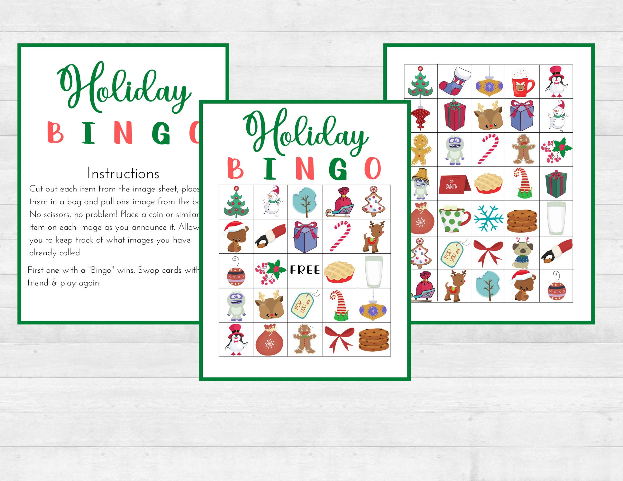 Holiday Bingo Cards Printable, Classroom Games, Printable Holiday Games ...