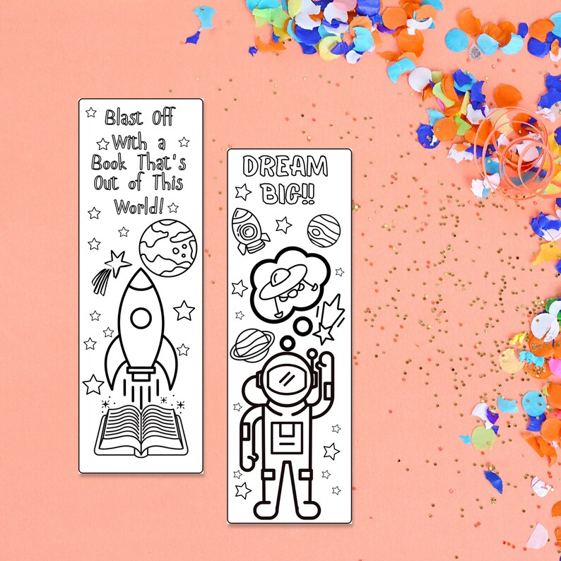Coloring Bookmarks for Kids, Astronaut Party Favors, Space Gifts for ...