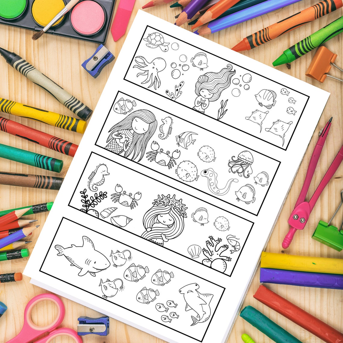 Printable Bookmarks to Color, Mermaid Gifts for Girls, Cheap Party ...