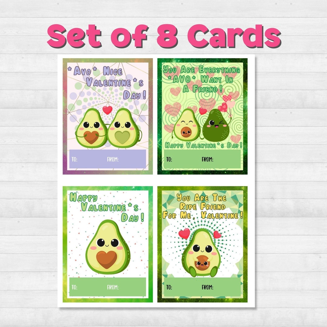 Valentine's Day Cards for Kids, Avocado Gifts, Classroom Valentines ...