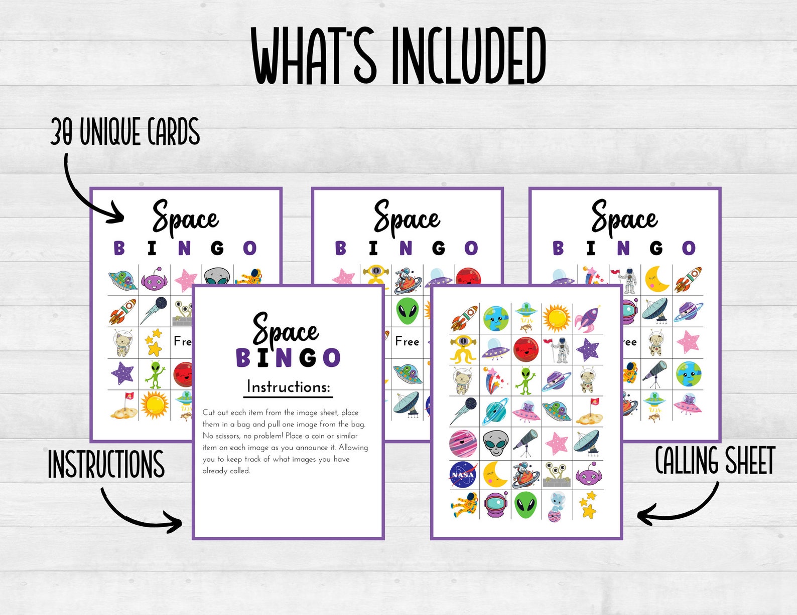 Space Bingo Cards Printable, Birthday Bingo for Kids, Space Birthday ...