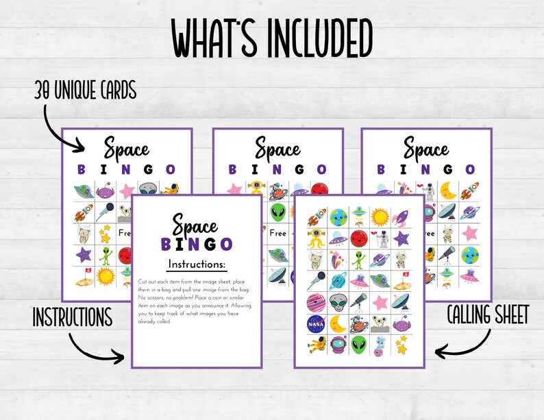 Space Bingo Cards Printable, Birthday Bingo for Kids, Space Birthday ...