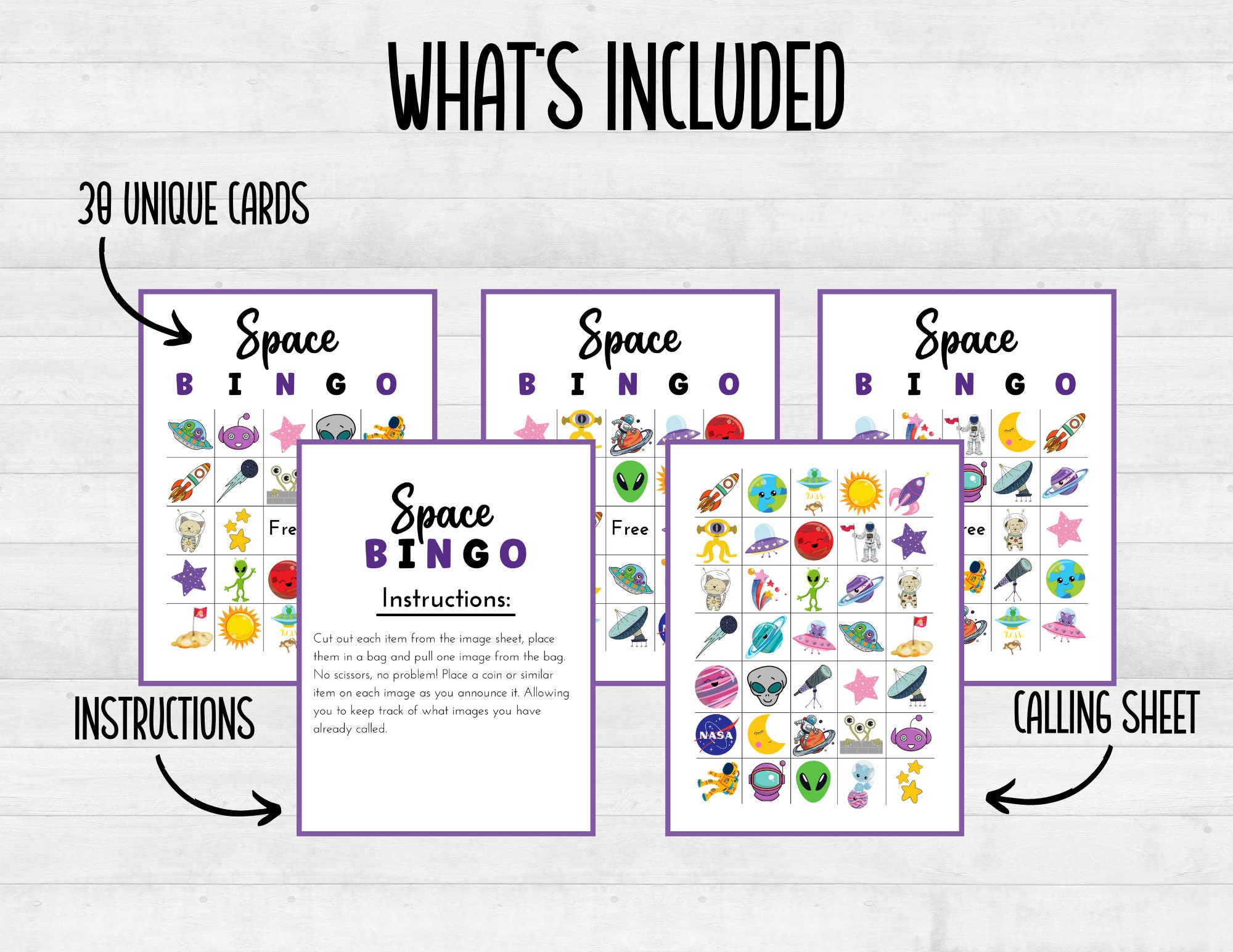 Space Bingo Cards Printable, Birthday Bingo for Kids, Space Birthday ...