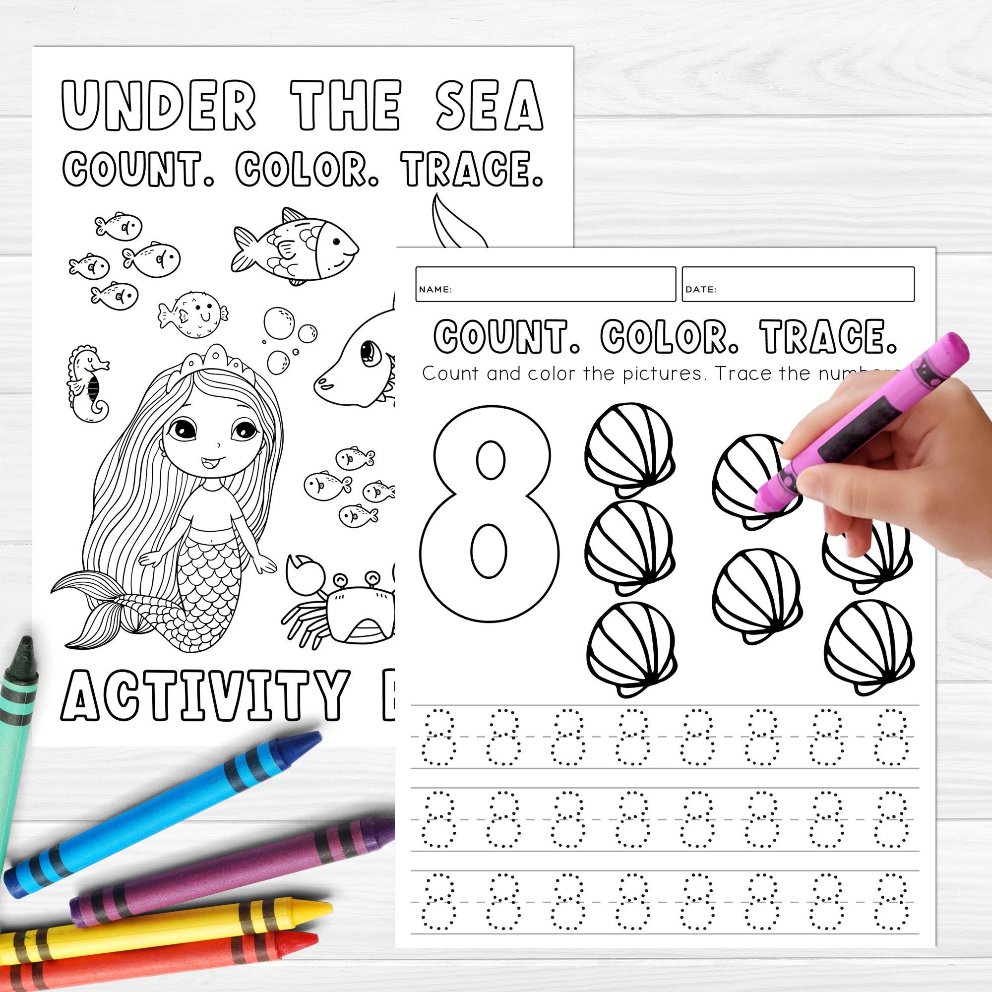 Math Activity Book, Ocean Coloring Book, Counting Worksheets, Number ...