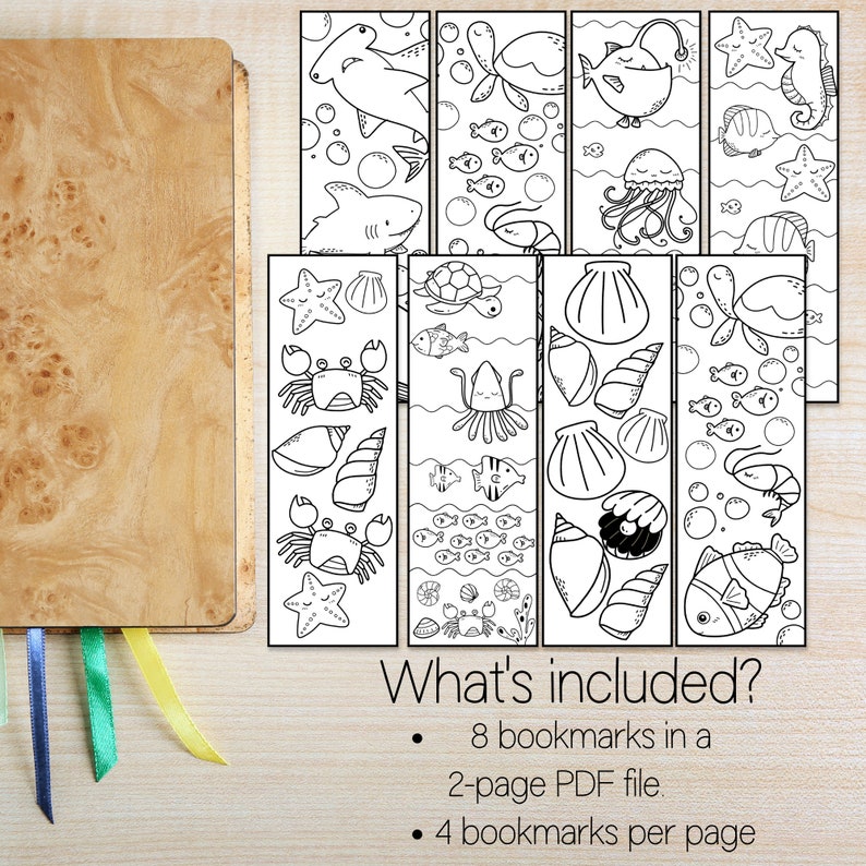 Ocean Bookmarks, Sea Coloring Bookmarks, Cheap Party Favors, Gifts ...