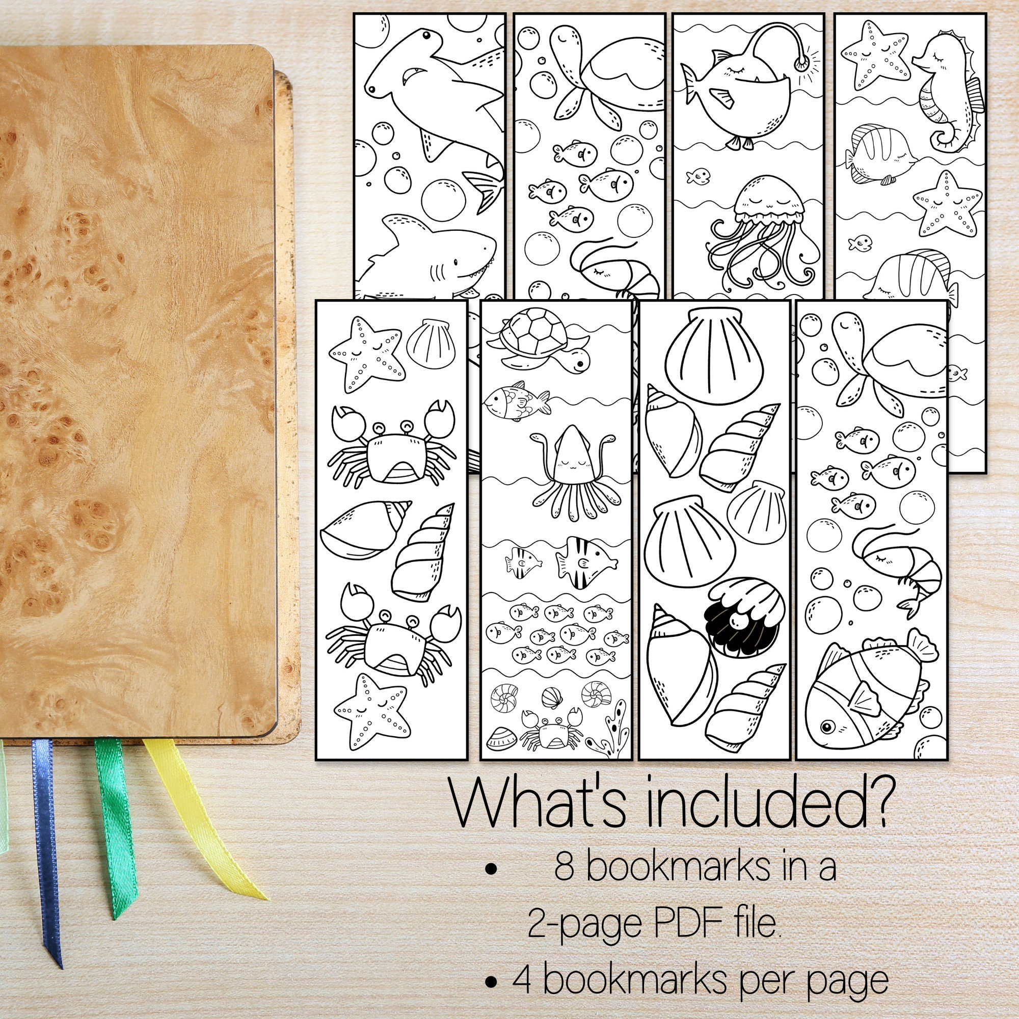 Ocean Bookmarks, Sea Coloring Bookmarks, Cheap Party Favors, Gifts ...