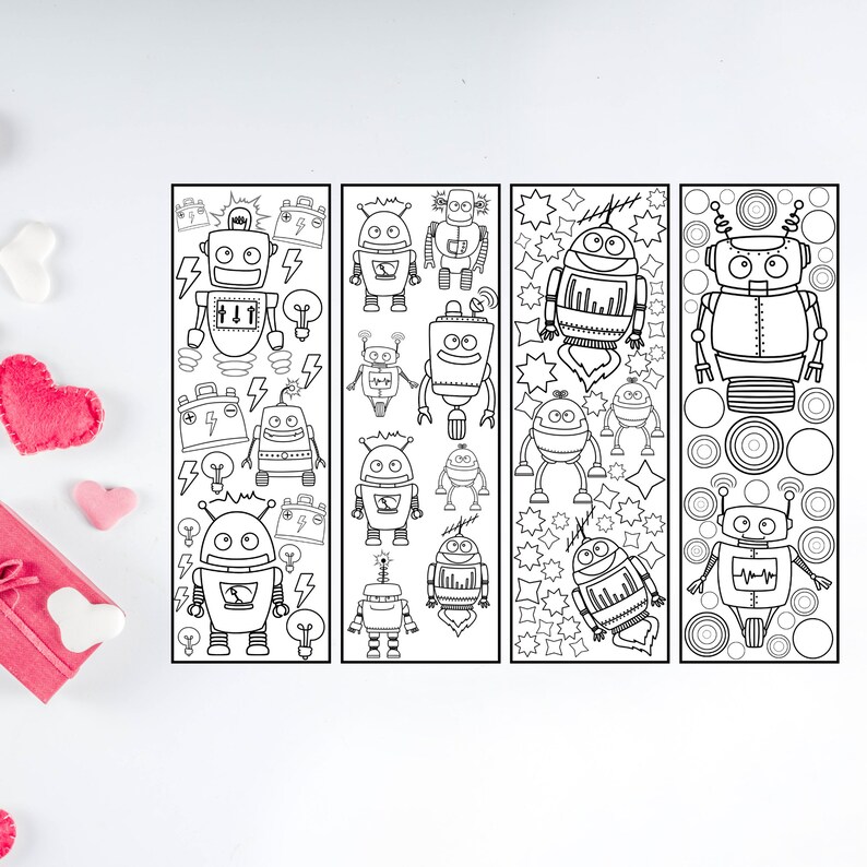 Robot Party Favor, Printable Bookmarks to Color, Reading Rewards for ...