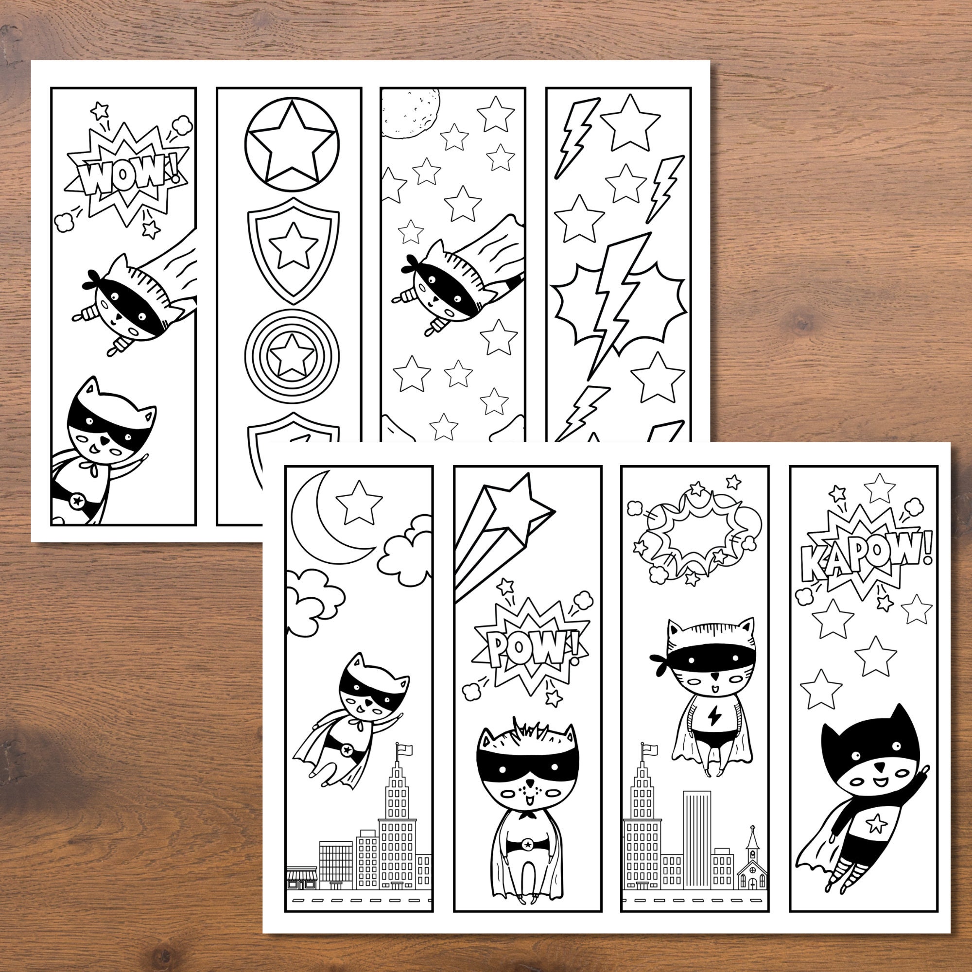 Bookmarks to Color, Superhero Party Favors, Cat Lover Gifts, Reading ...