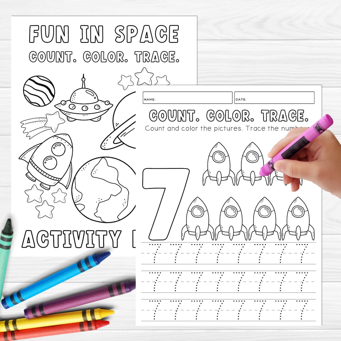 Space Activity Printable, Counting Activities, Kindergarten Tracing ...
