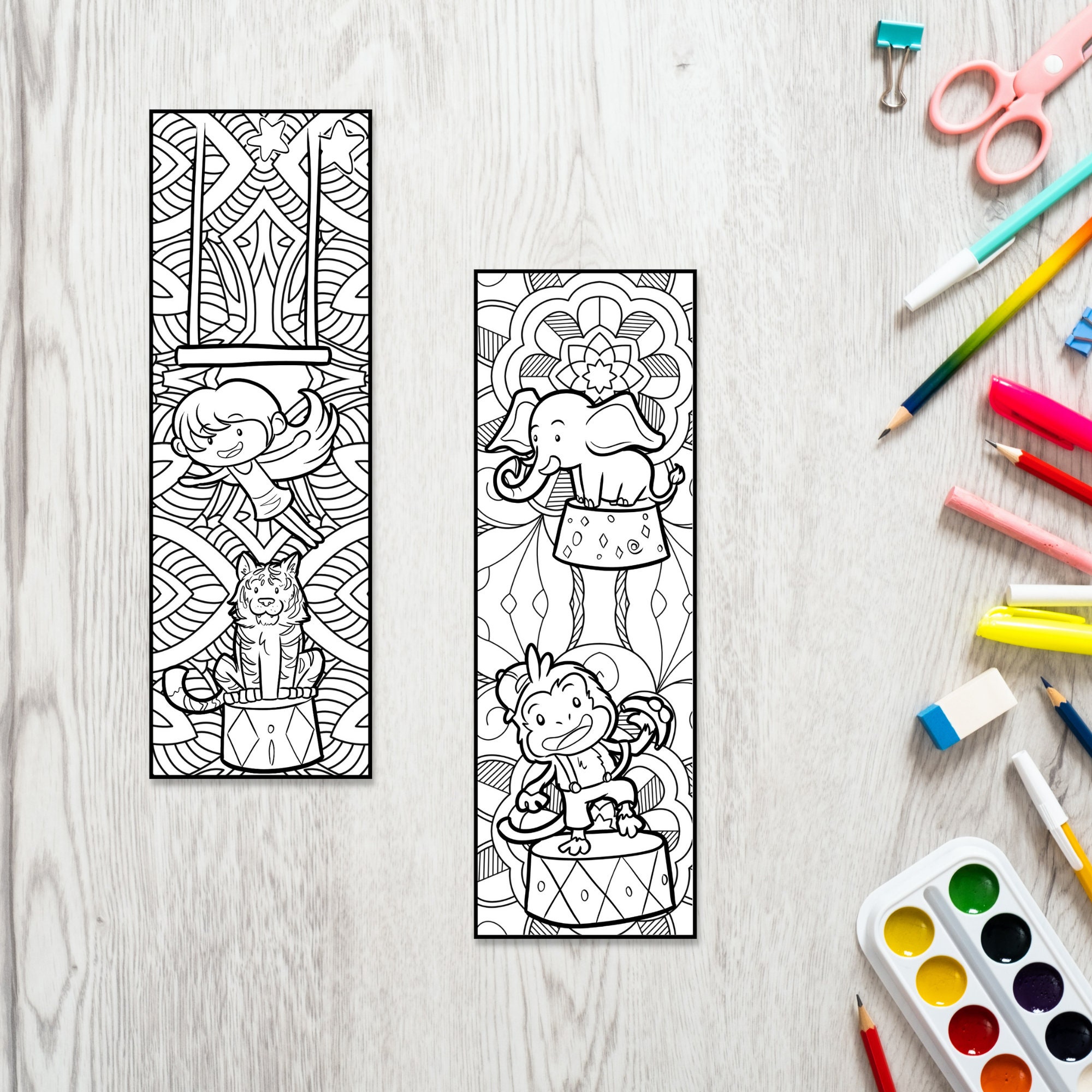 Zentangle Bookmark, Circus Birthday Party Favors, Mandala Coloring Page ...